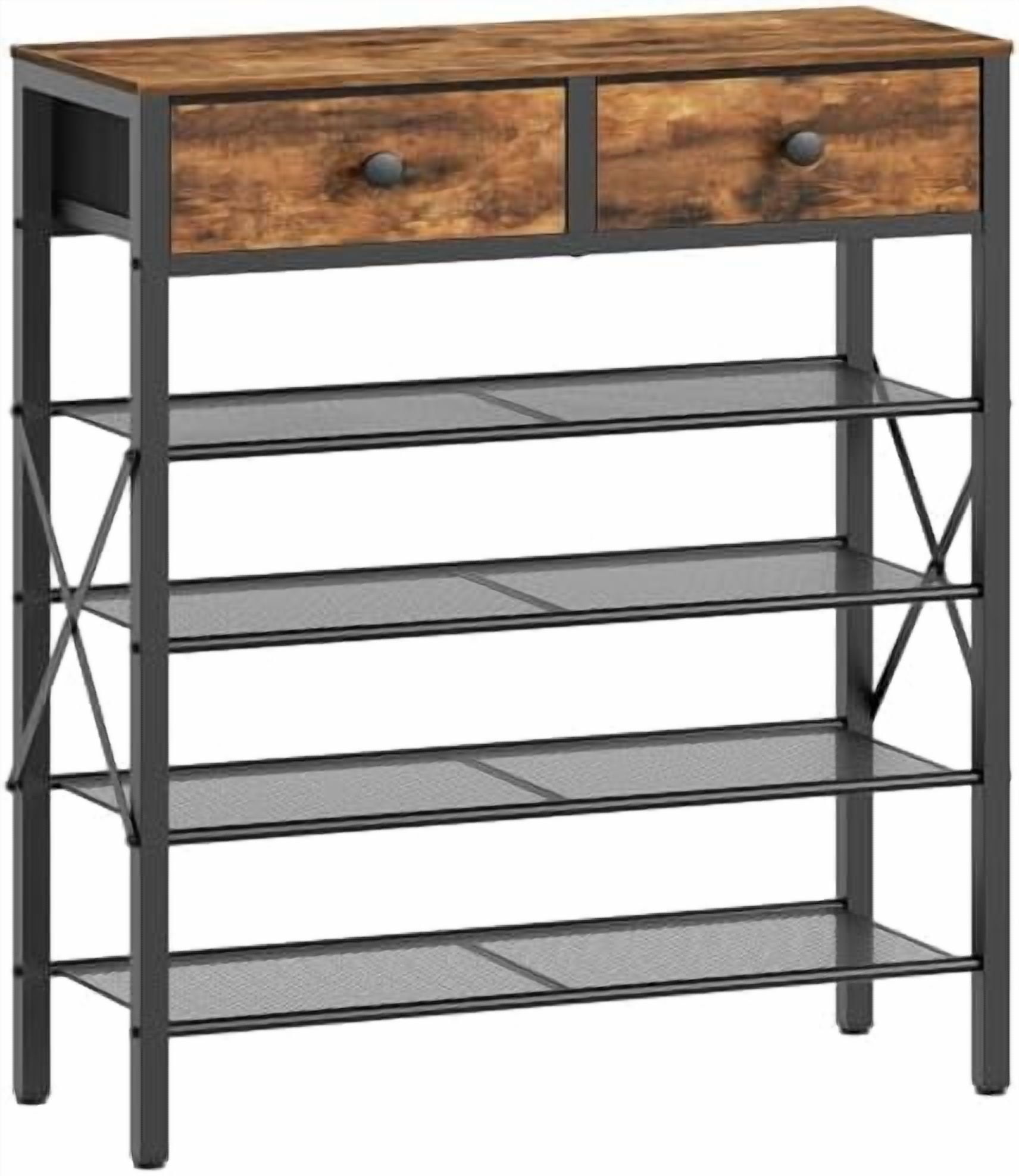 5 Tier Large Capacity Shoe Rack – Metal Shoe Shelf with Drawer and ...