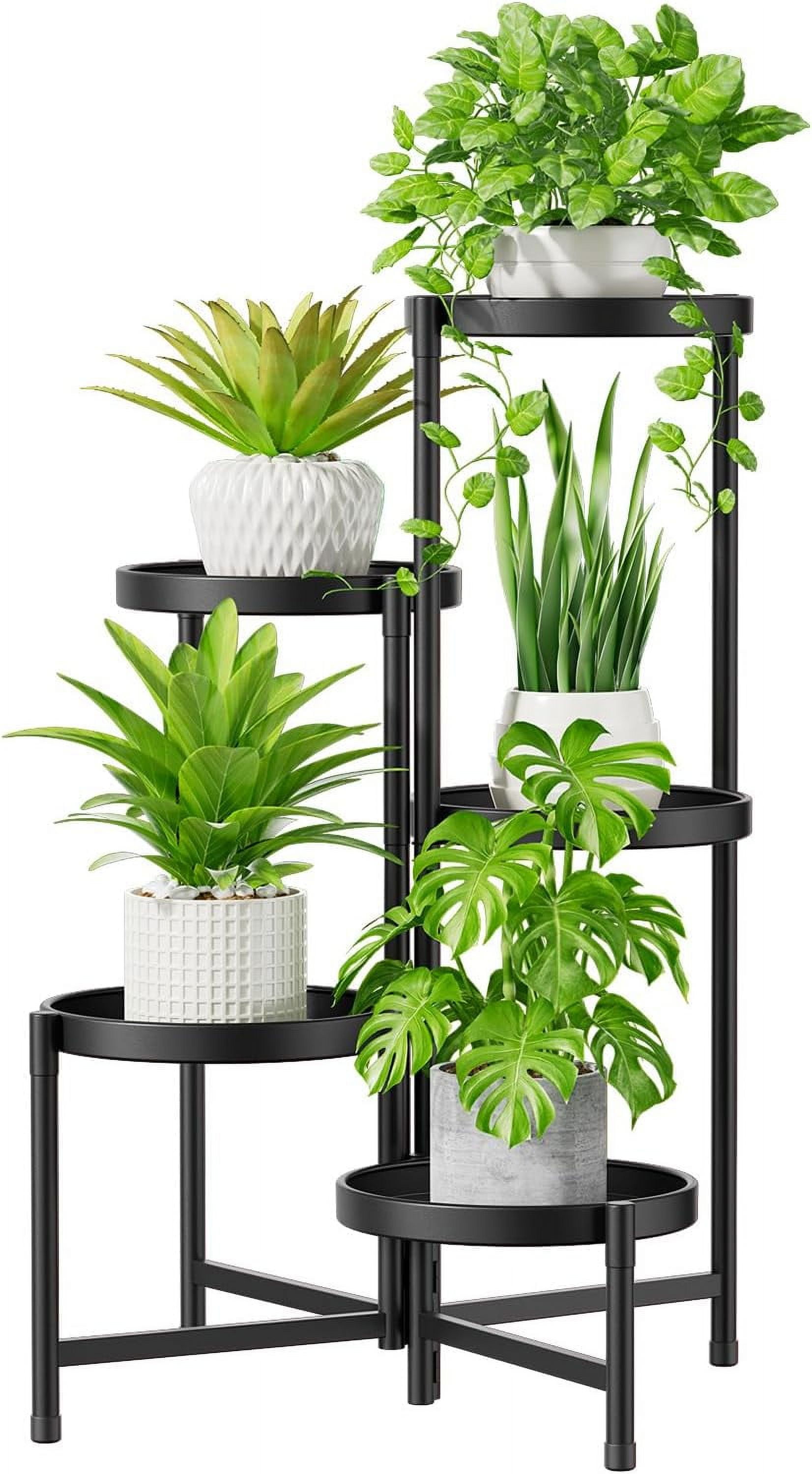 5 Tier Large Plant Stand Indoor, 10 Inch Wide Tall Corner Metal Plant ...