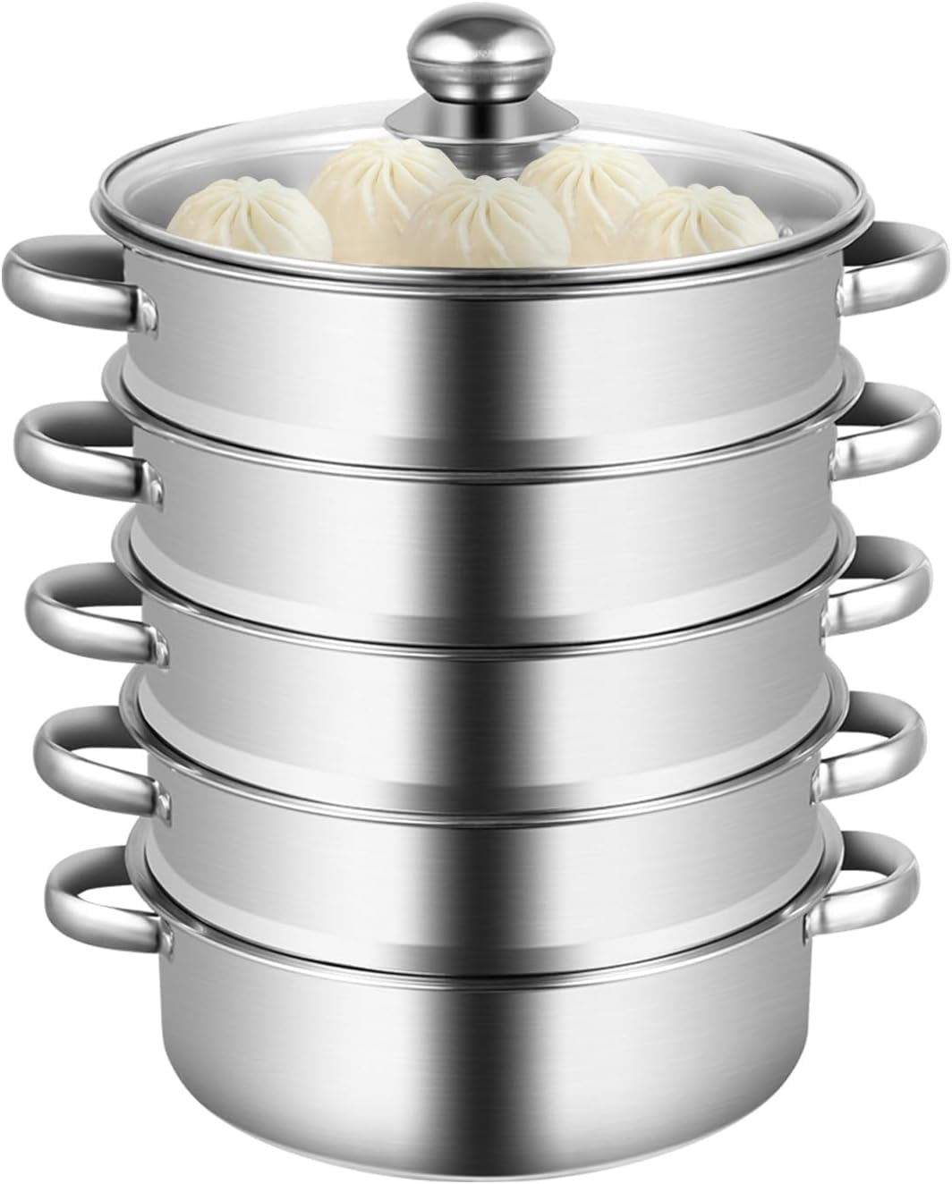 5 Tier Layer Stainless Steel Steamer Pot, 304 Grade Steel Multipurpose ...