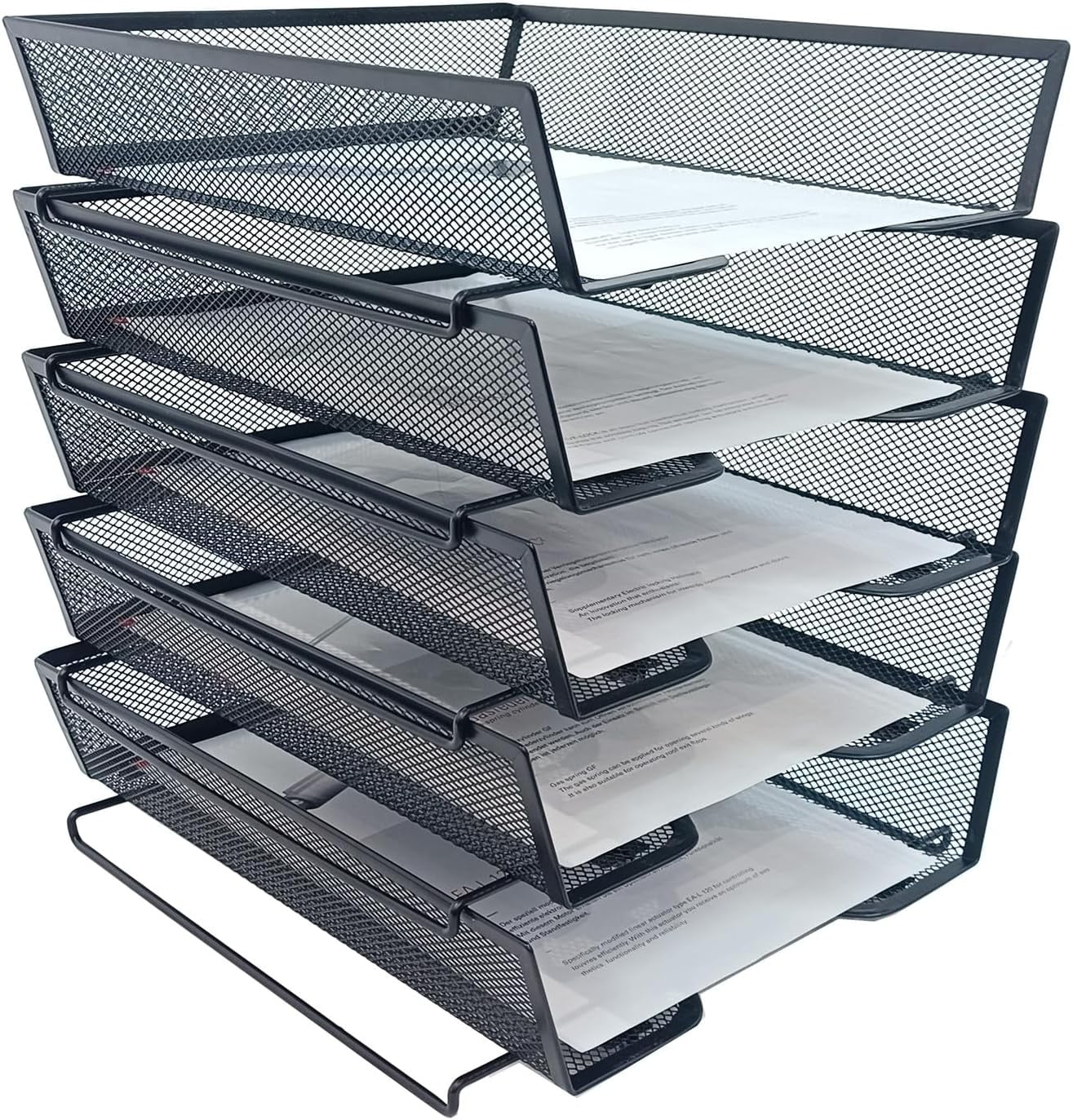 5 Tier Letter Tray Desk File Organizer,Metal Paper Organizer for Office ...