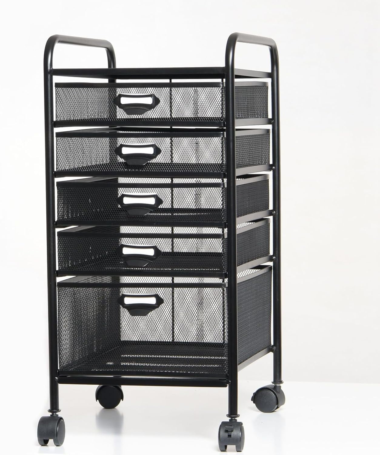 5-Tier Mesh File Storage Drawer Carts with Wheels and Top Shelf,Rolling Storage Cart for Home ...