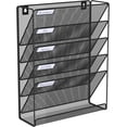 5-Tier Mesh Hanging Wall File Organizer - Black Metal Wall Mount Mail ...