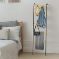 5-Tier Metal Blanket Ladder with Hooks - Chic Black and Wood Accent ...