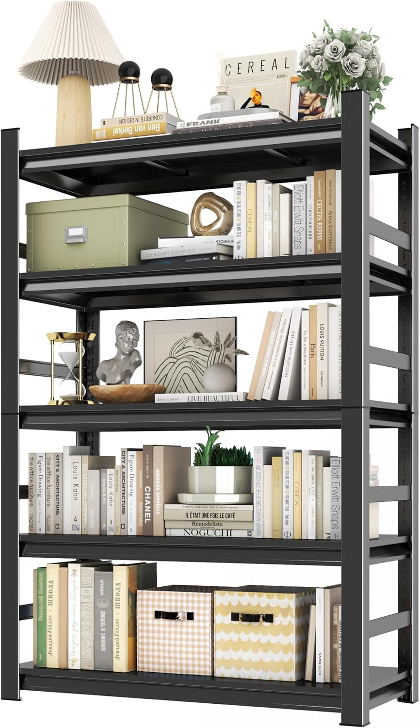 5-Tier Metal Book Shelf, Heavy Duty Storage Shelving Unit, Adjustable ...