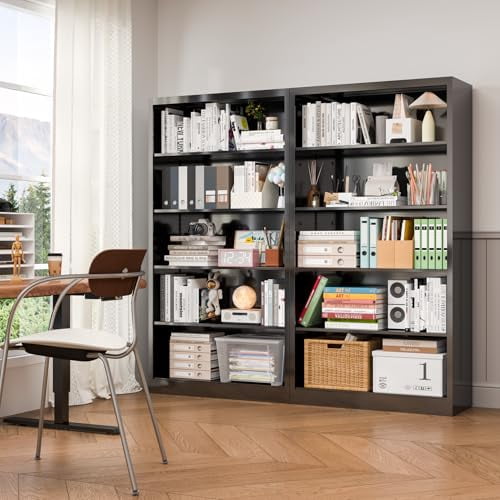 5 Tier Metal Bookshelf, 66" Tall Bookcase, Adjustable Book Shelves ...