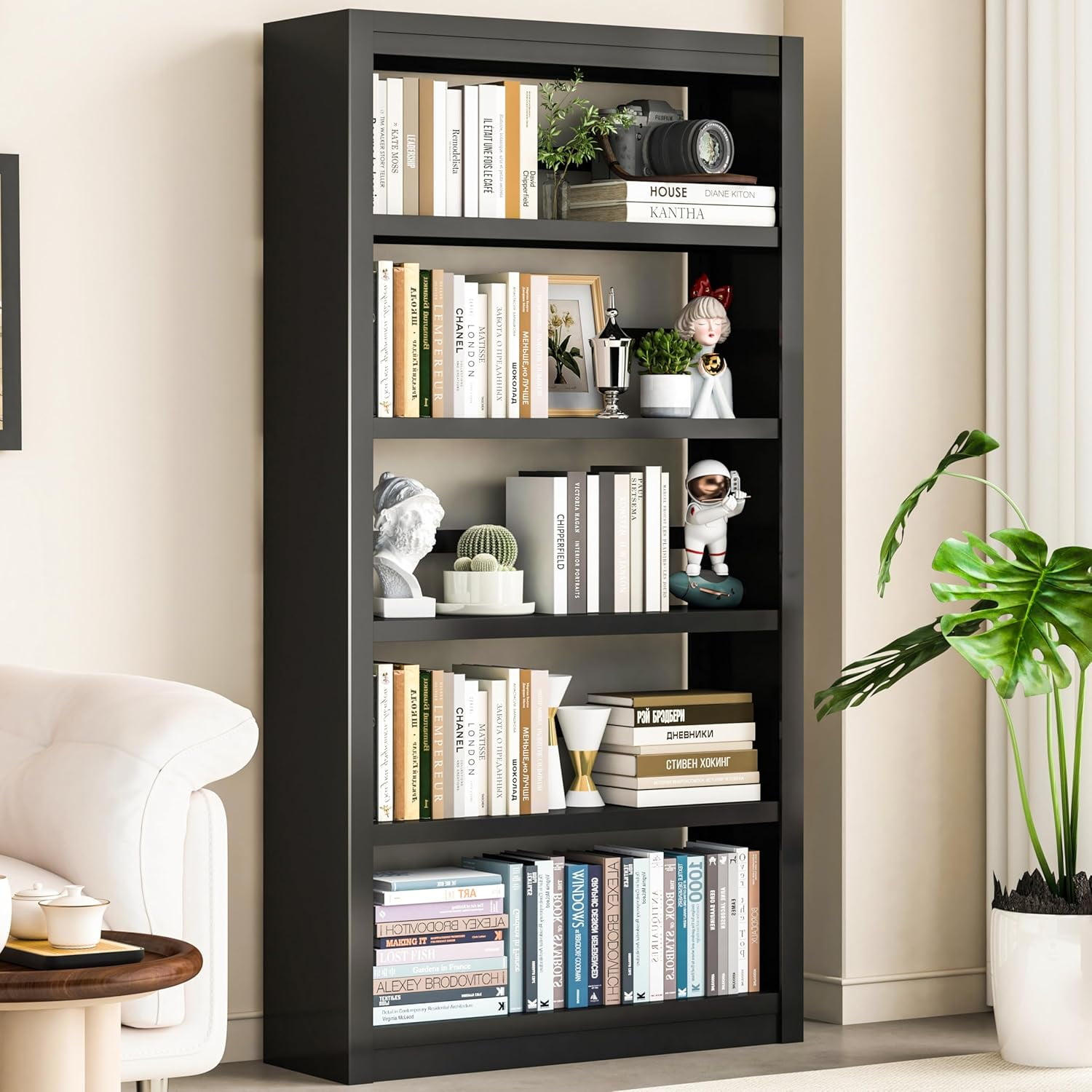 5 Tier Metal Bookshelf,69'' Tall Heavy Duty Bookcase with Adjustable ...