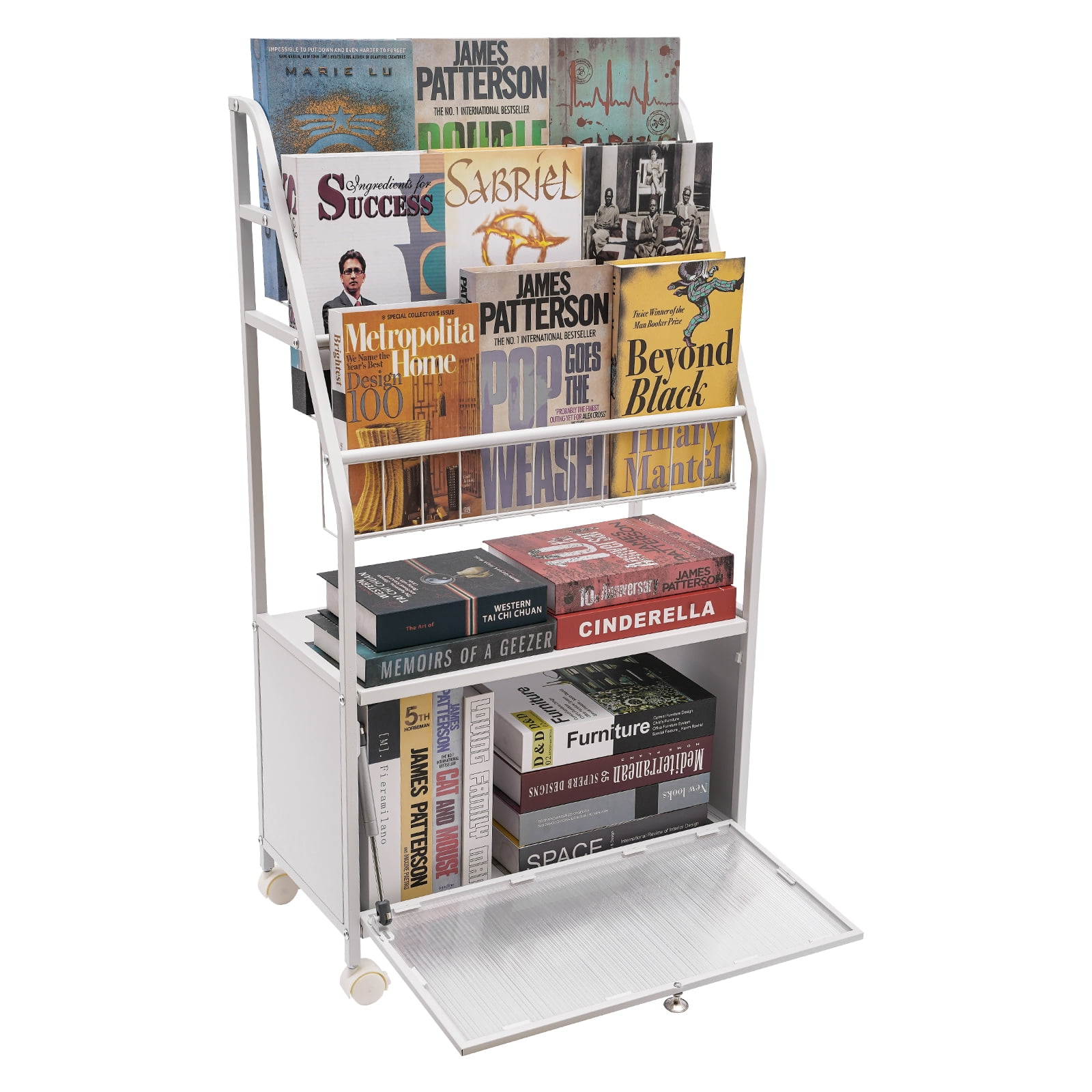 5 Tier Metal Cabinets & Shelves on Wheels,White Book Shelf for Kids ...