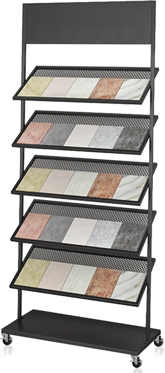 5 Tier Metal Floor Standing Tile Display Holder, Ceramic Tiles Sample ...