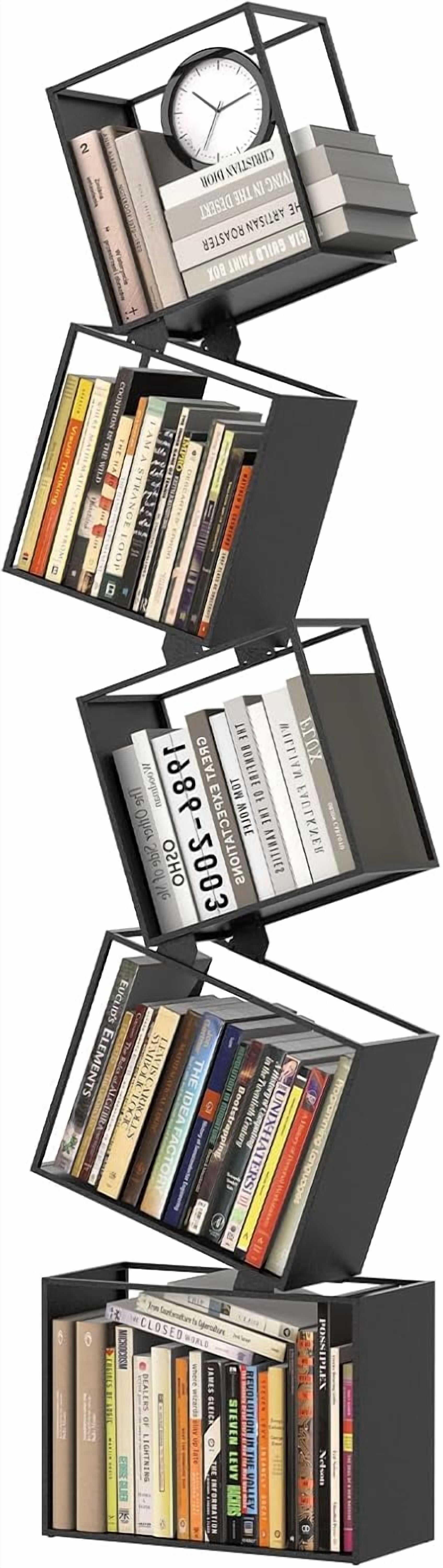 5-Tier Metal Geometric Bookshelf – Modern Narrow Floor Bookcase, Space ...