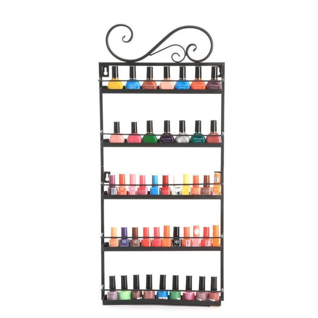 5-Tier Metal Nail Polish Rack Wall Mounted Display Organizer Holder 180 ...