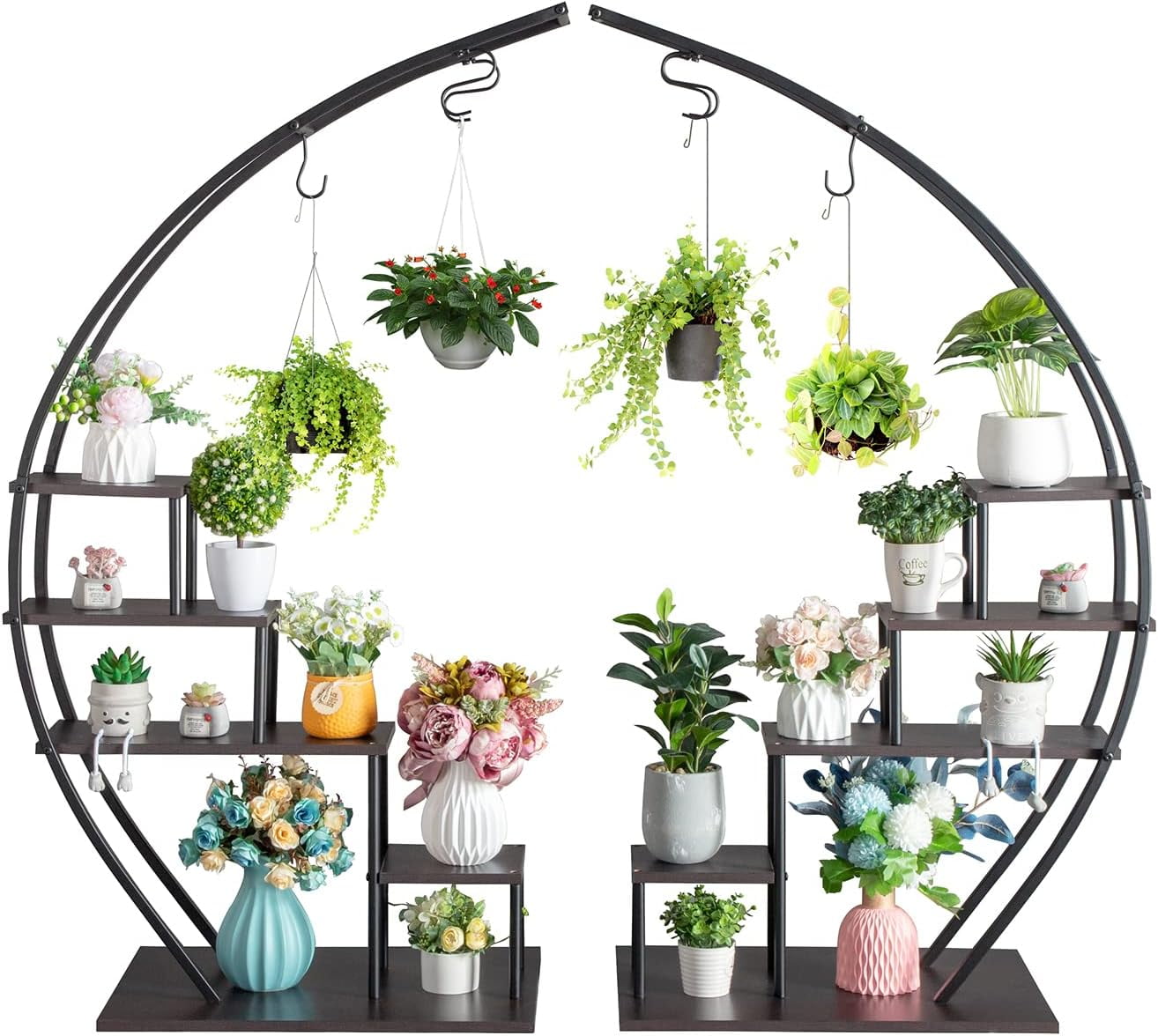5 Tier Metal Plant Stand Creative Half Moon Shape Ladder Flower Pot ...