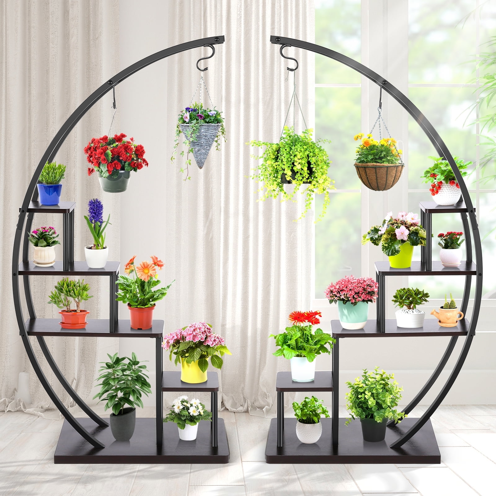 5 Tier Metal Plant Stand Indoor, Half Moon Plant Stand Tall Plant ...