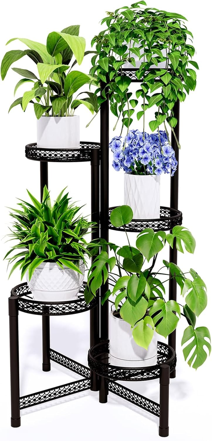5-Tier Metal Plant Stand Indoor Outdoor - Corner Tall Plant Shelf for ...