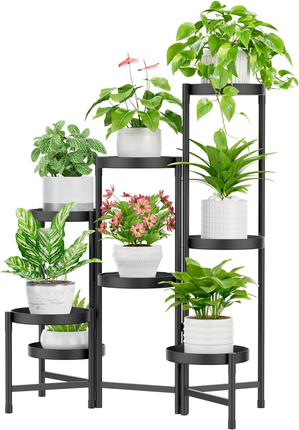 5 Tier Metal Plant Stand for Indoor Outdoor, Foldable Corner Tall Plant ...