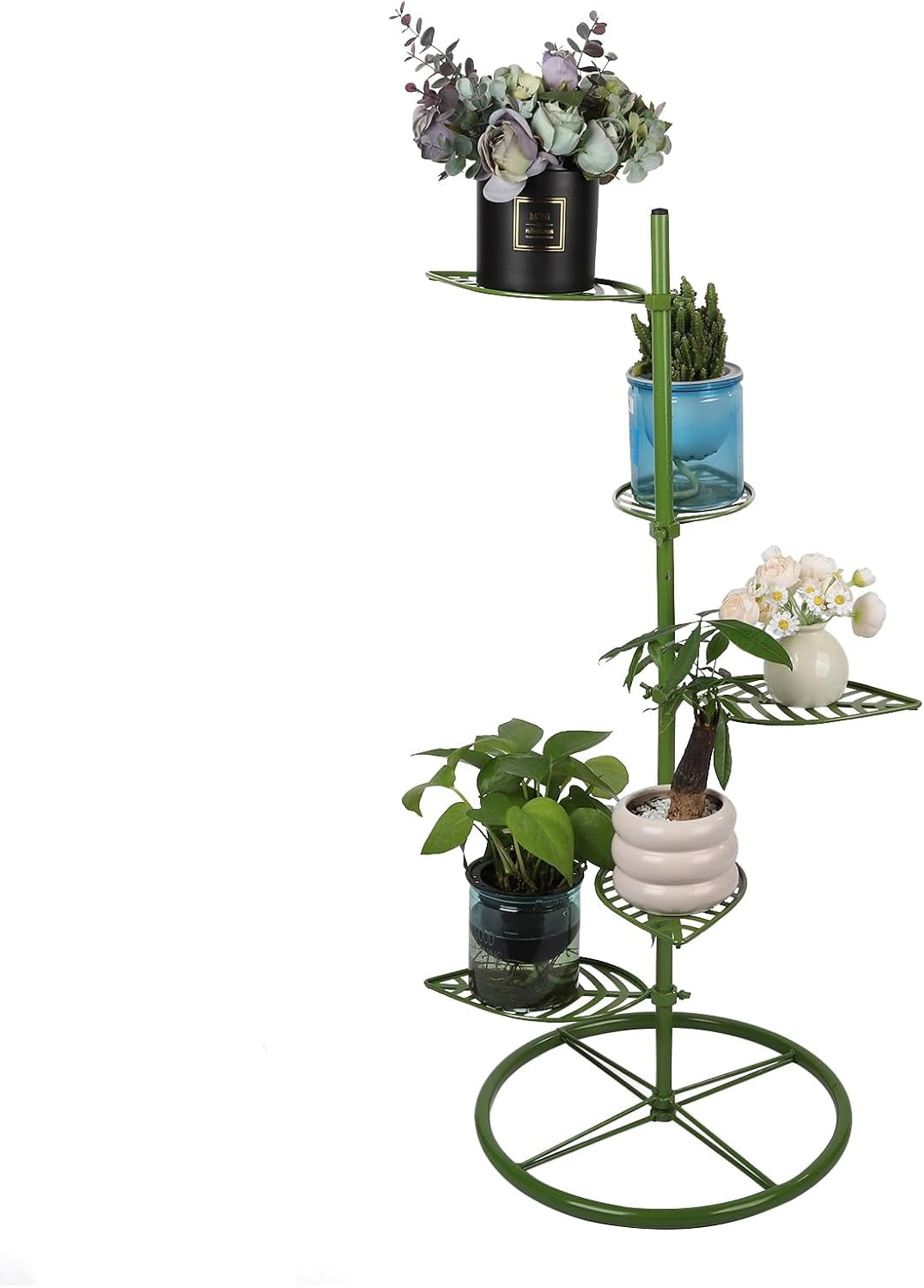 5 Tier Metal Plant Stand for Indoor Outdoor Plant,Leaf Shape Tiered Corner Tall Plant Shelf ...