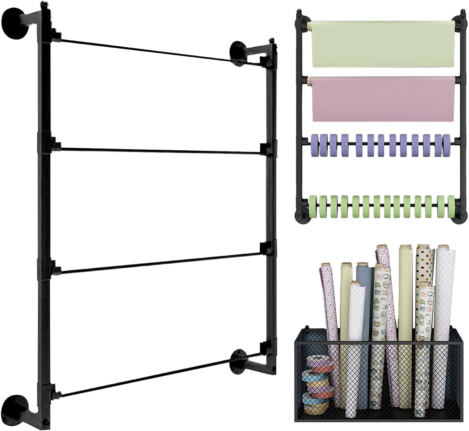 5 Tier Metal Ribbon Holder Organizer Rack, Wall Mounted Ribbon Rack ...