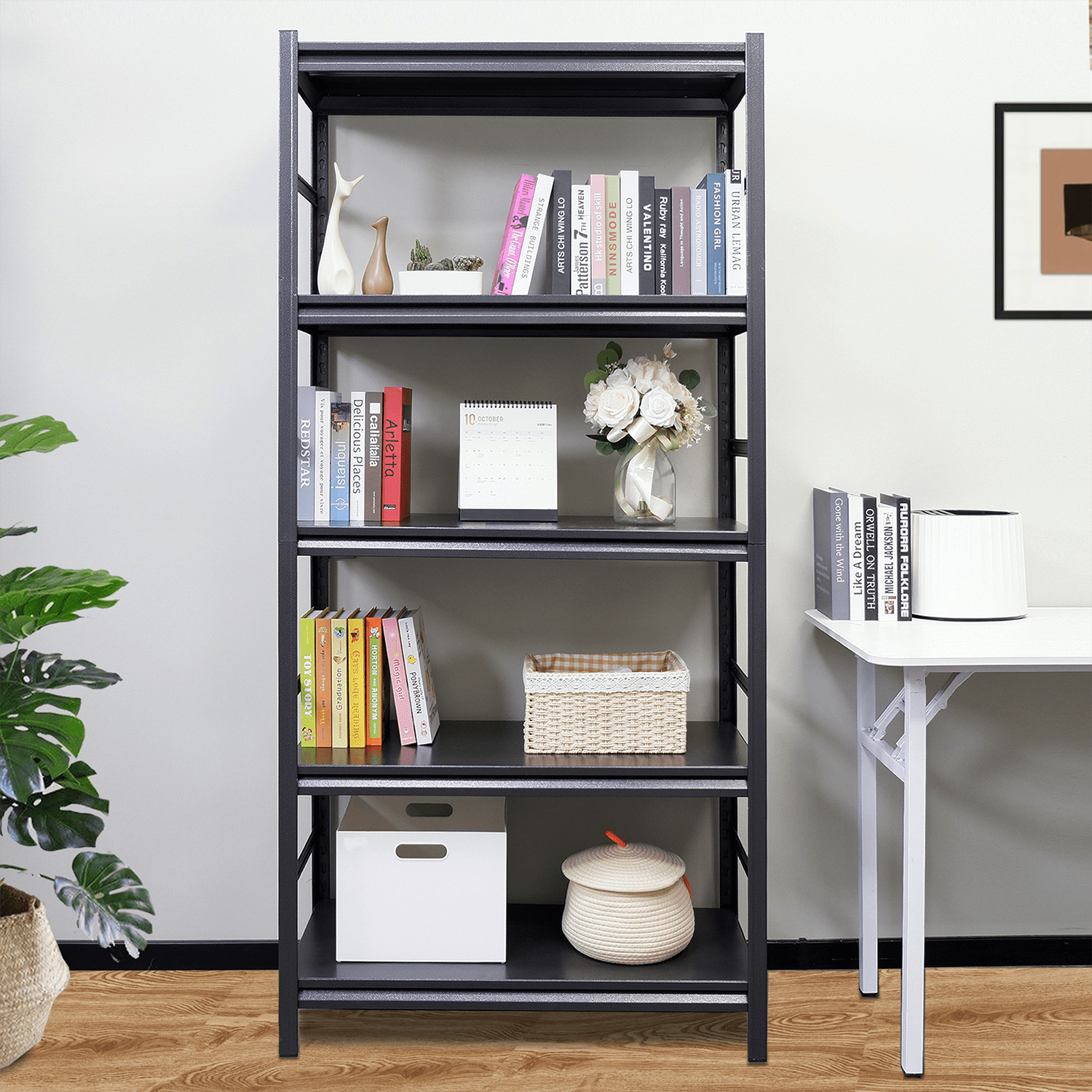 5 Tier Metal Shelving Unit Heavy Duty Storage Shelves Adjustable ...