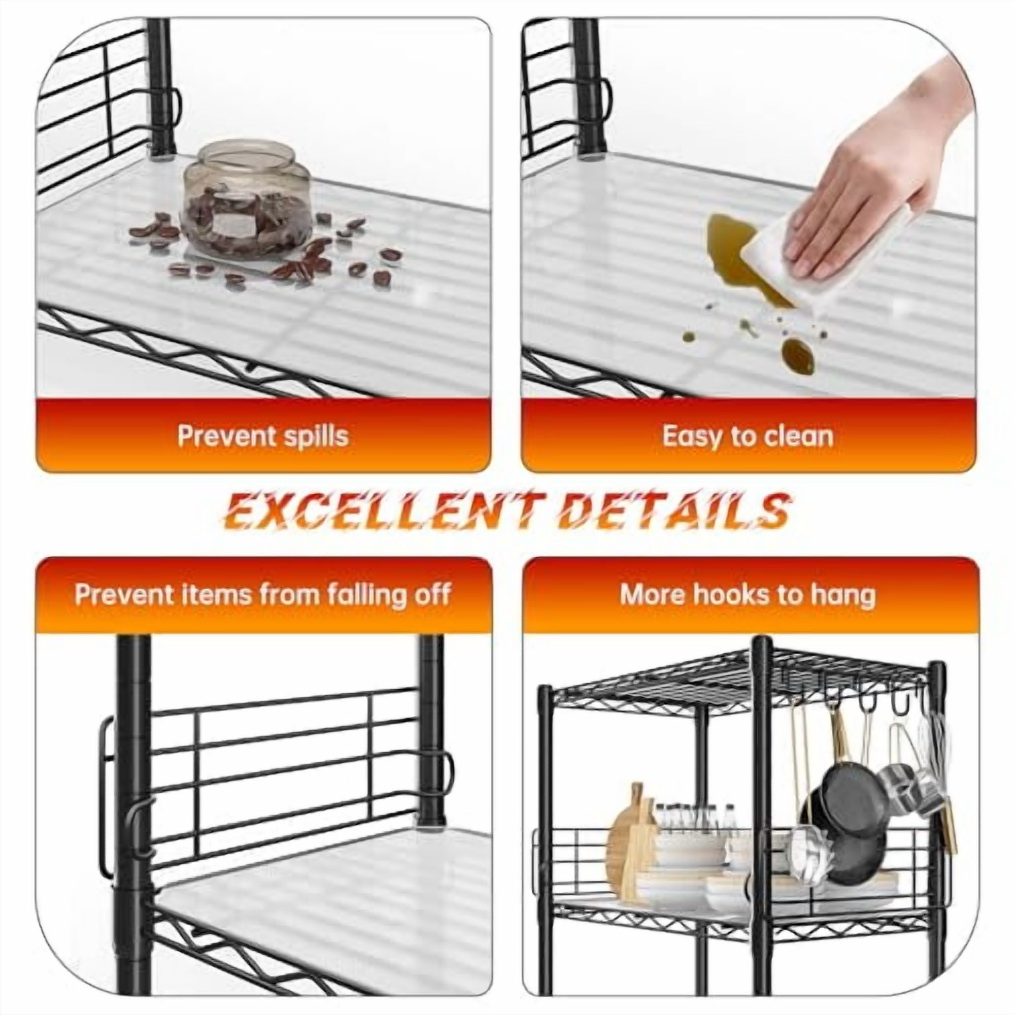 5 Tier Metal Shelving Unit Pantry Storage Shelves Adjustable Metal Wire ...