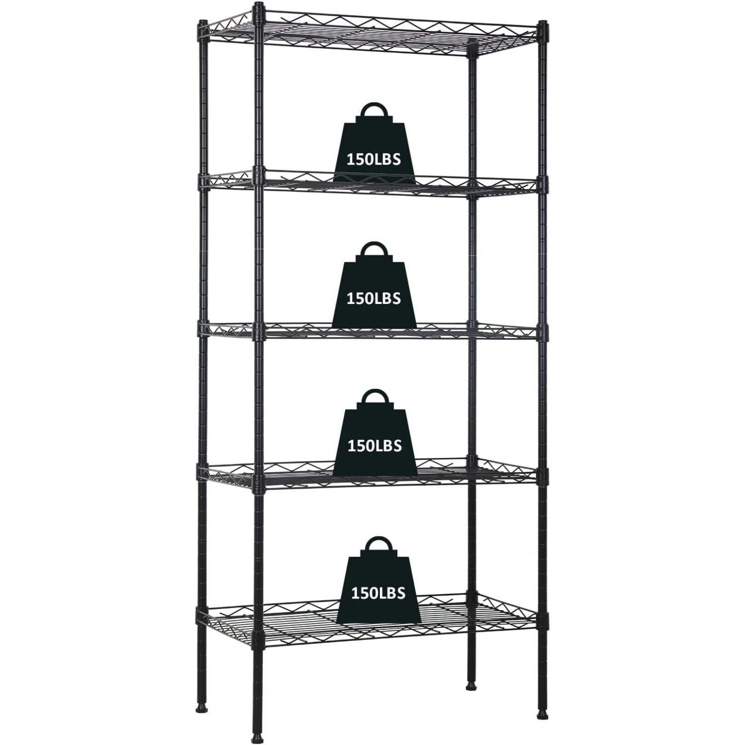 5-Tier Metal Shelving Unit Storage Shelves Metal Shelves 48"x21"x12 ...