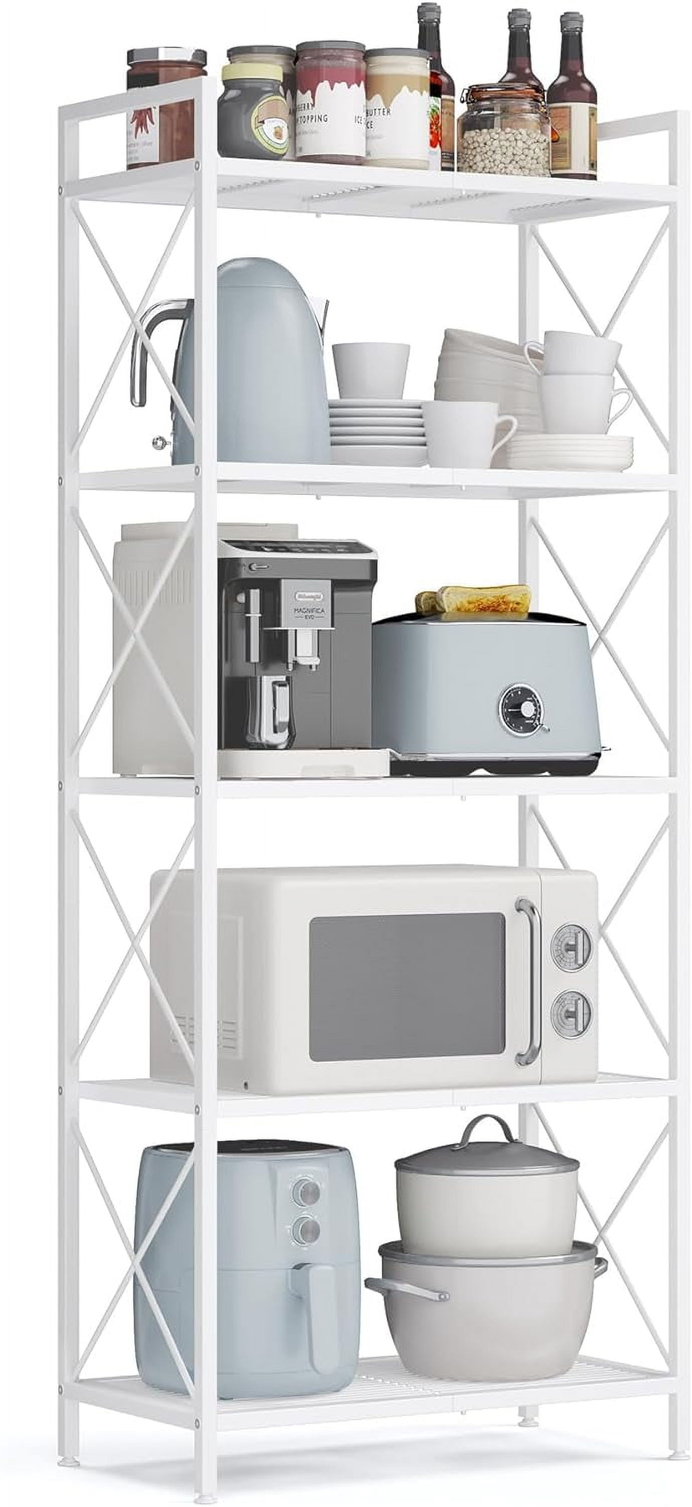 5-Tier Metal Storage Rack, Shelving Unit with X Side Frames, Dense Mesh ...