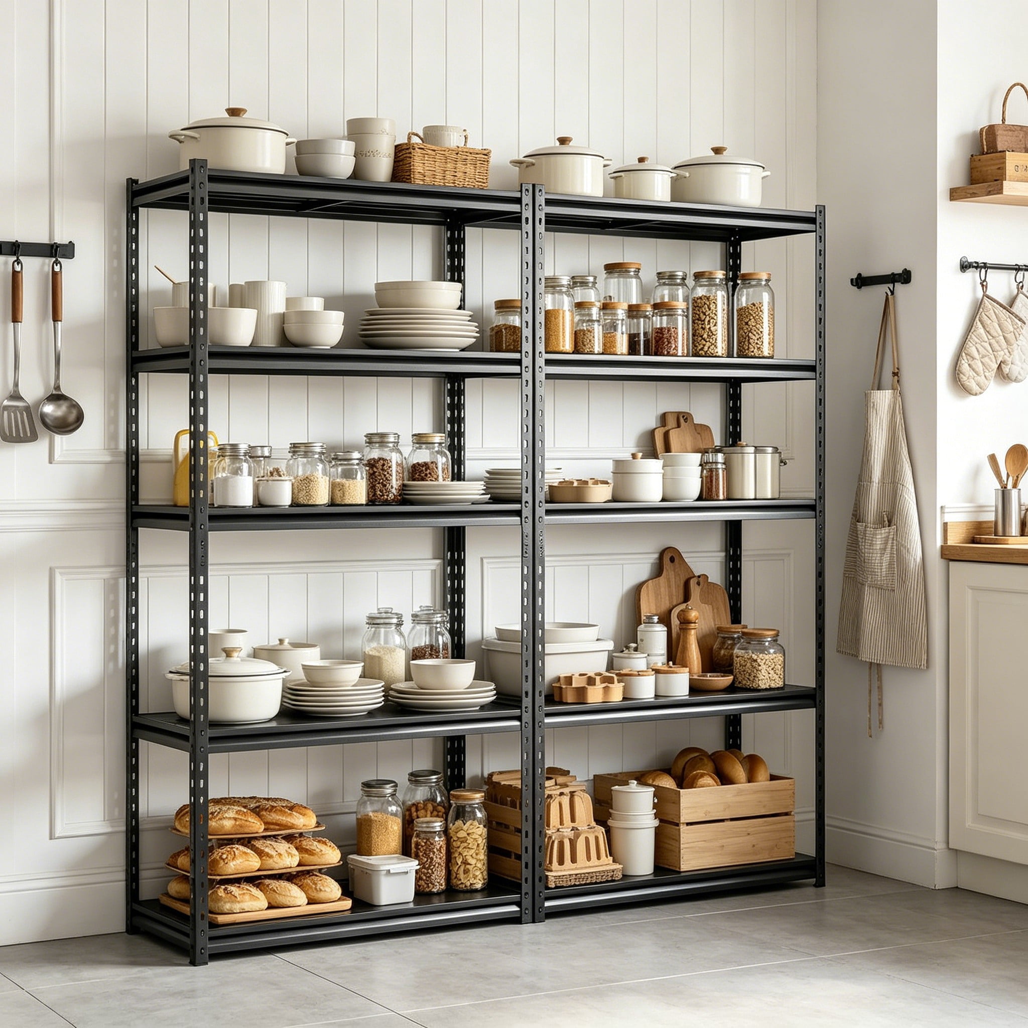 5-Tier Metal Storage Shelves, Heavy Duty Garage Shelving Units with ...