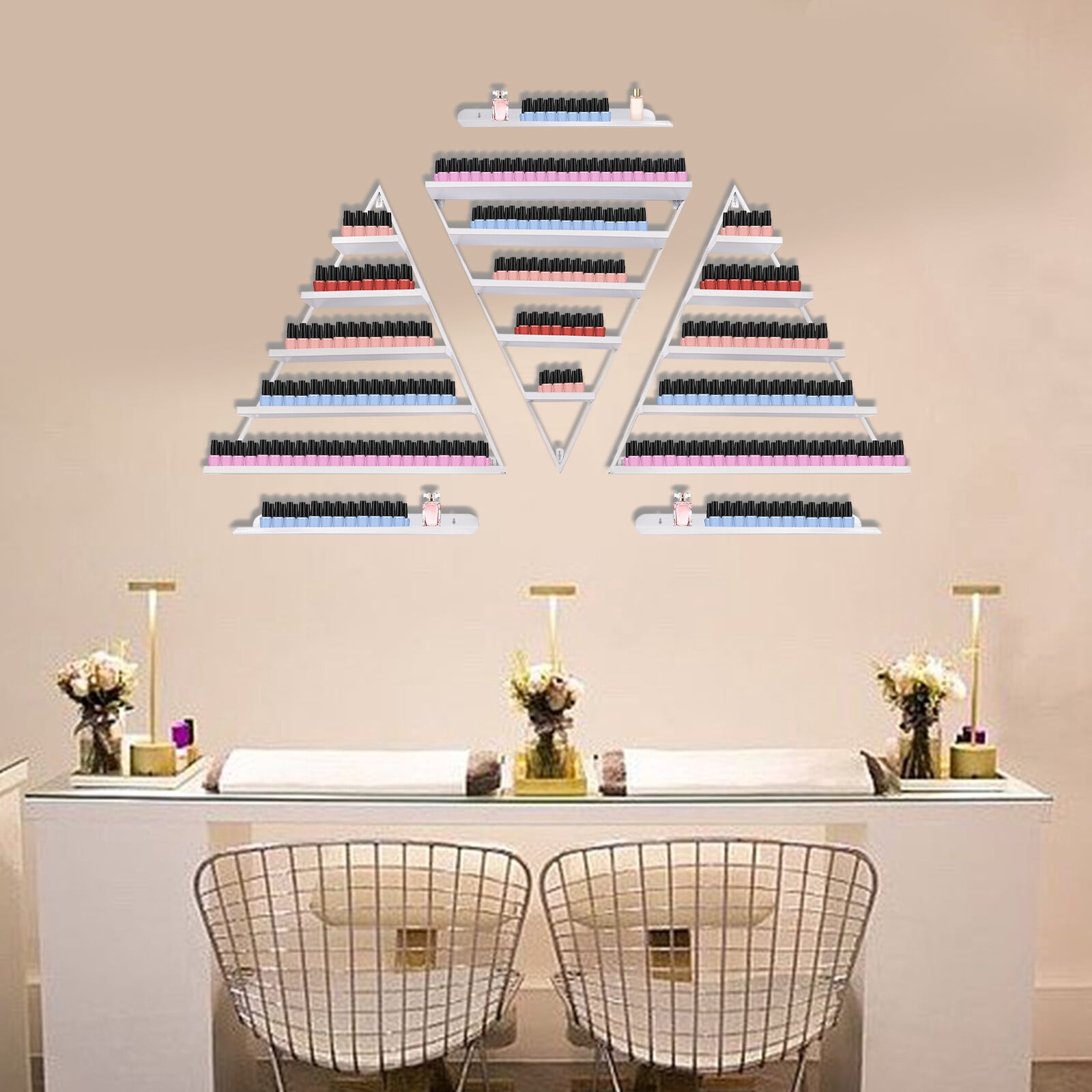 5-Tier Metal Triangle Nail Polish Display Rack Wall-Mounted Display ...