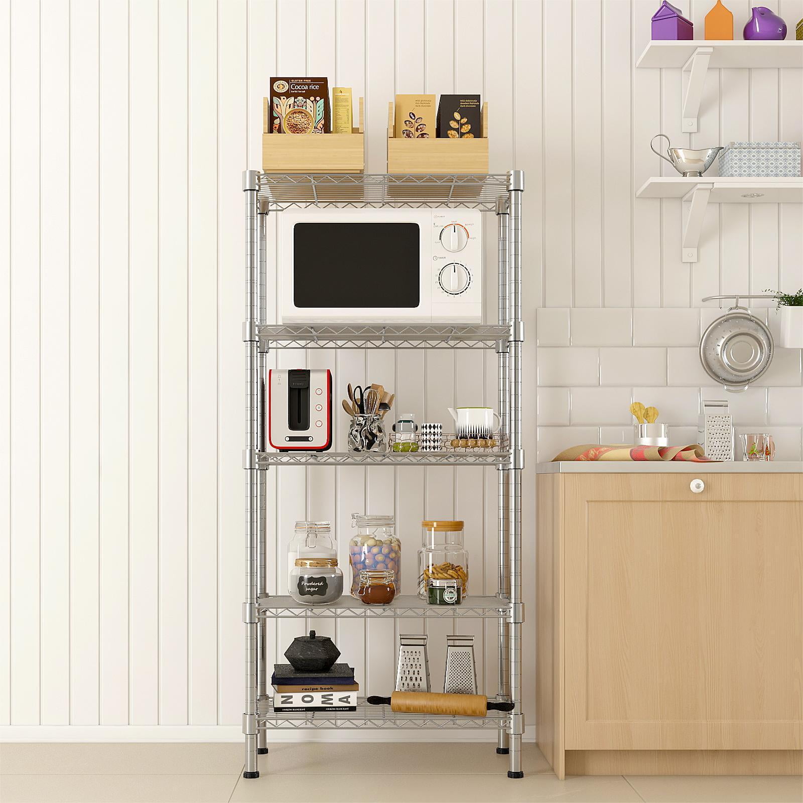 5-Tier Metal Wire Rack Shelving Unit Kitchen Garage Rack Heavy Duty ...