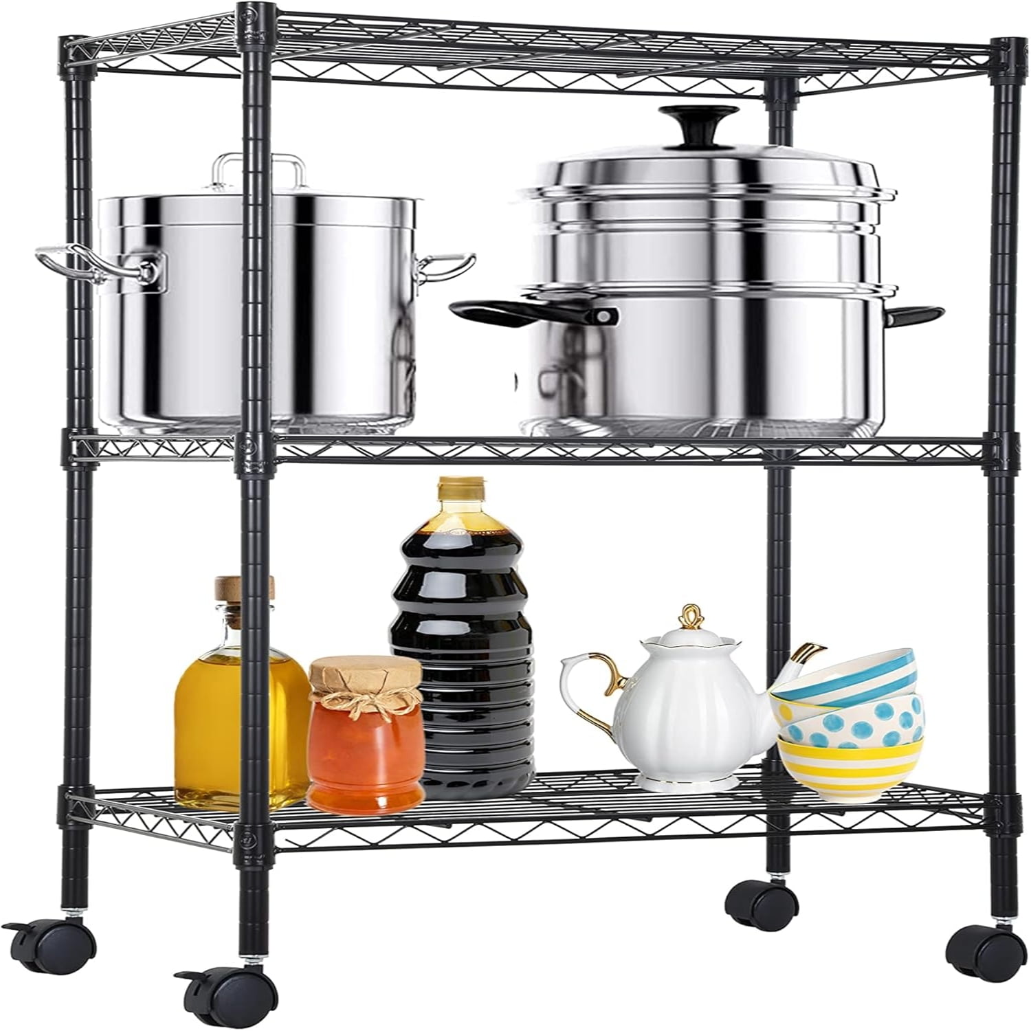 5-Tier Metal Wire Shelving Unit Snack Shelf Height Adjustable Storage ...