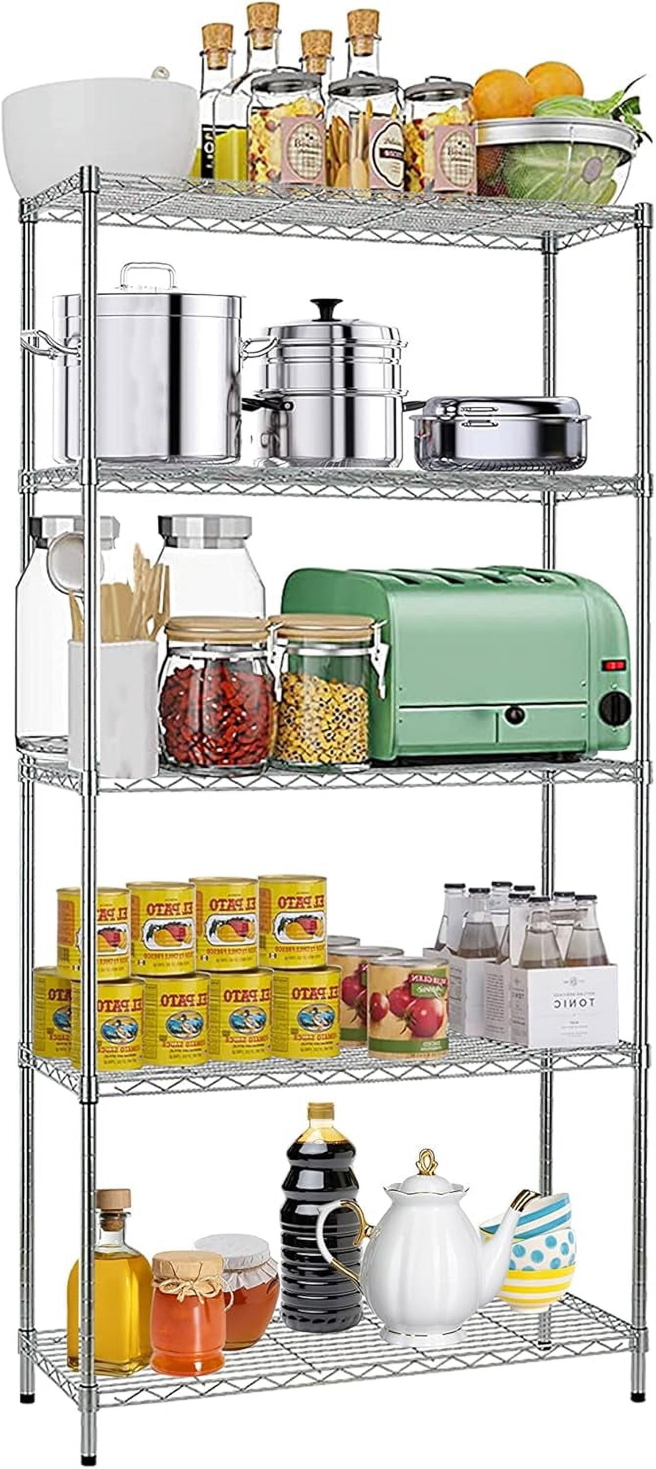 5-Tier Metal Wire Shelving Unit Snack Shelf Height Adjustable Storage ...