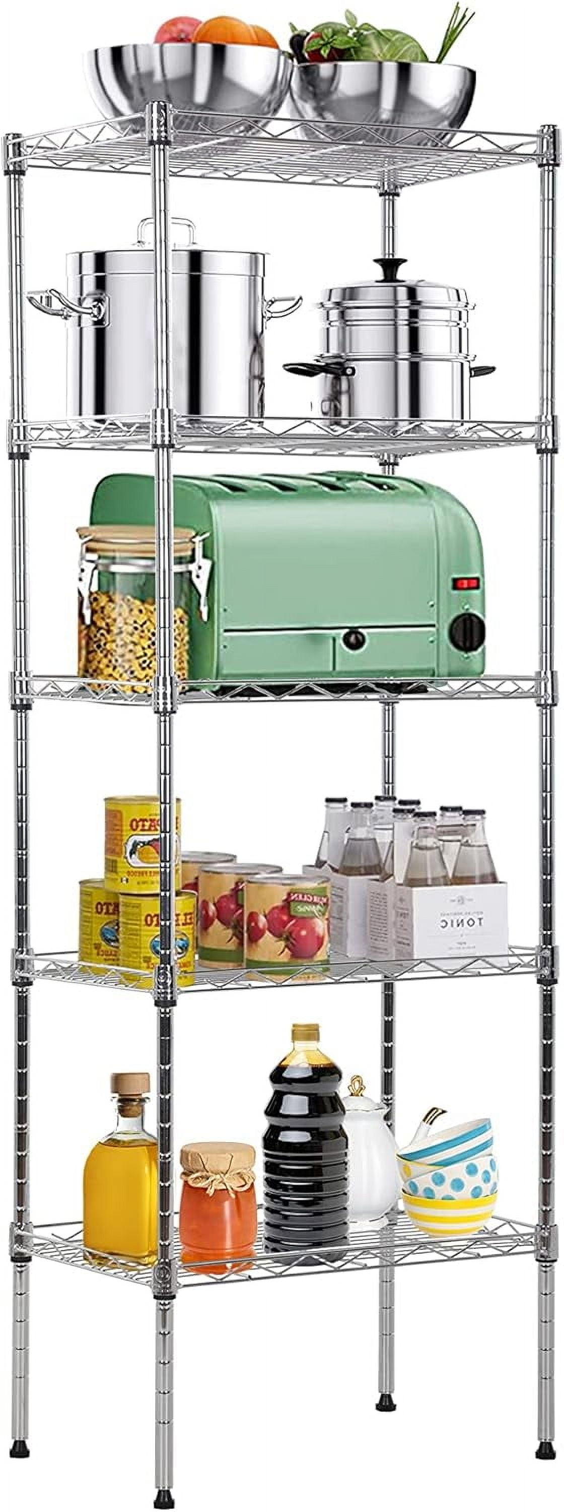 5-Tier Metal Wire Shelving Unit Snack Shelf Height Adjustable Storage ...