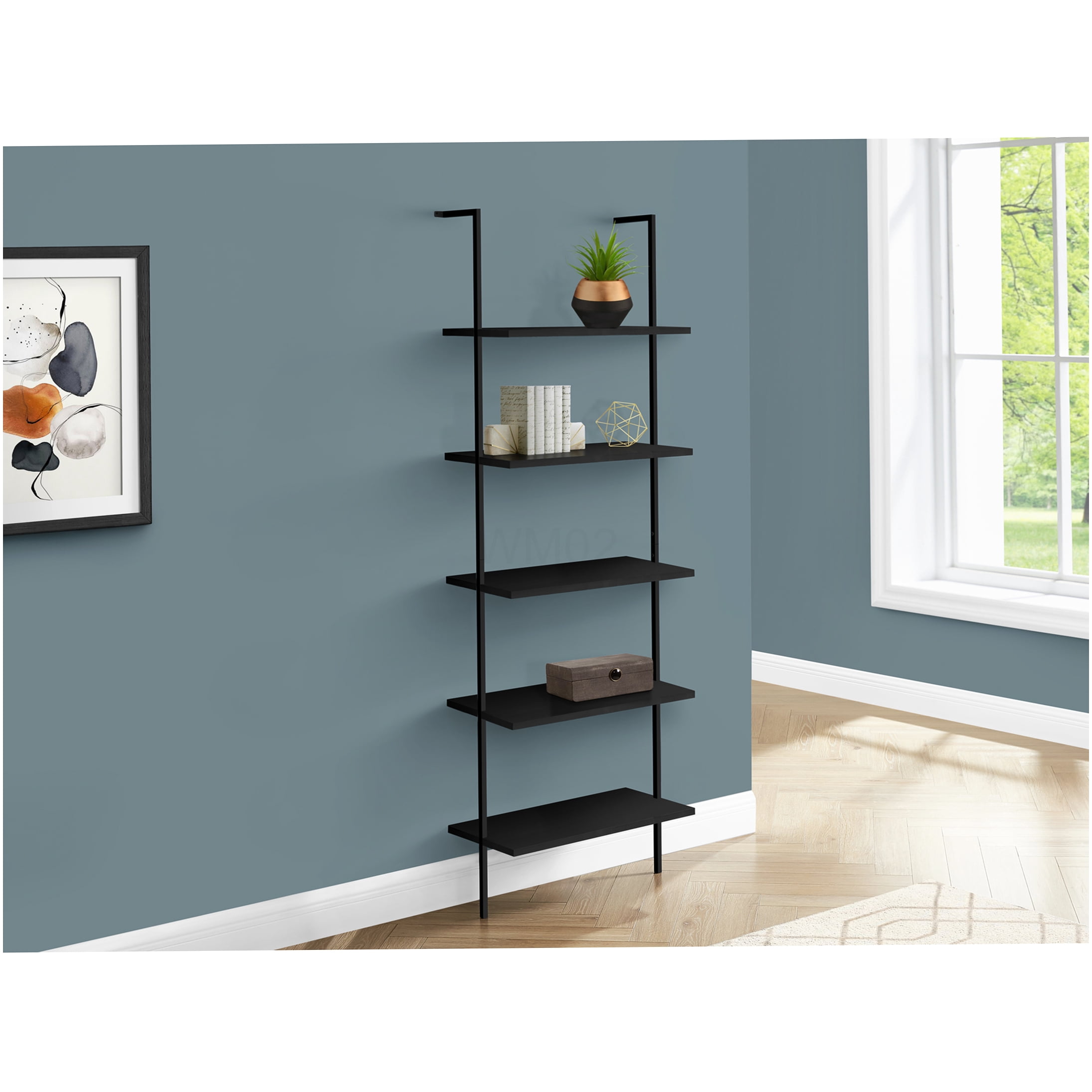 5 Tier Modern Bookshelf with Metal Frame, Open Storage Shelves for Home ...