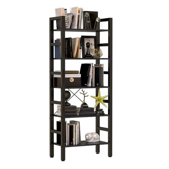 Book Shelf, 5 Tier Bookcase, Modern Tall Bookshelf for Garage Kit, CDs ...