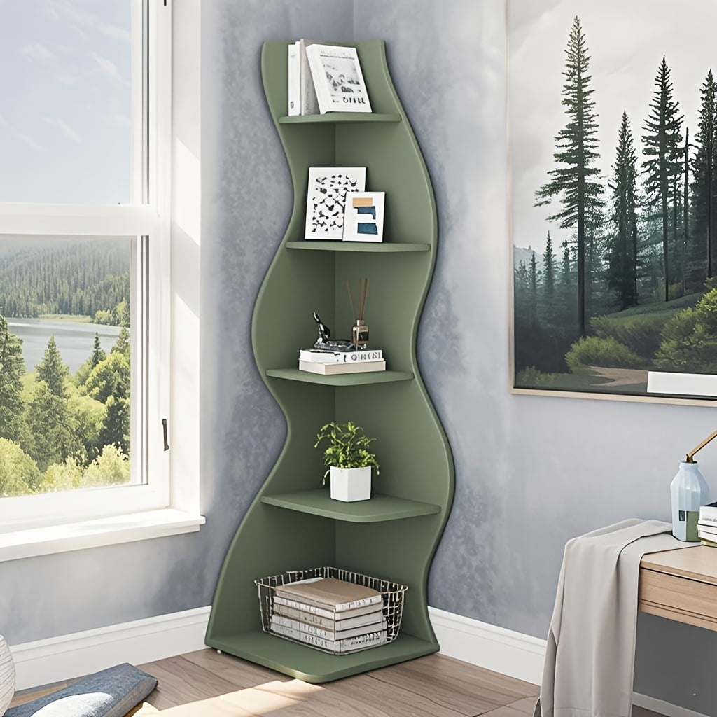 5-Tier Modern Wall Corner Shelf - Stylish Unique Shape Bookshelf/Plant ...