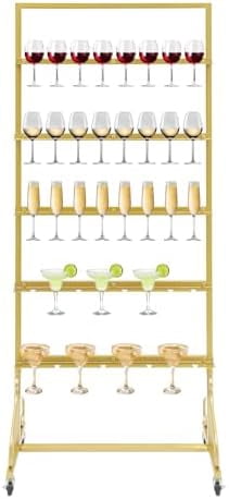 5-Tier Movable Champagne Display Stand, 40 Wine Glass Stemware Holder ...