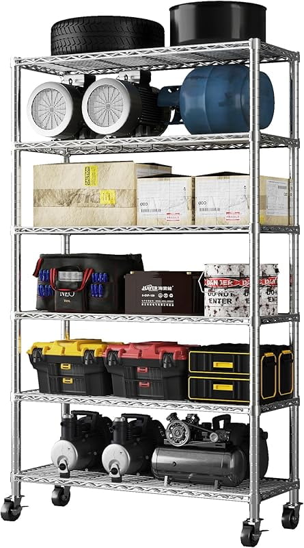 5-Tier NSF Certified Storage Shelves, 18" D X 48" W X 72" H Heavy Duty Steel Wire Shelving Unit ...