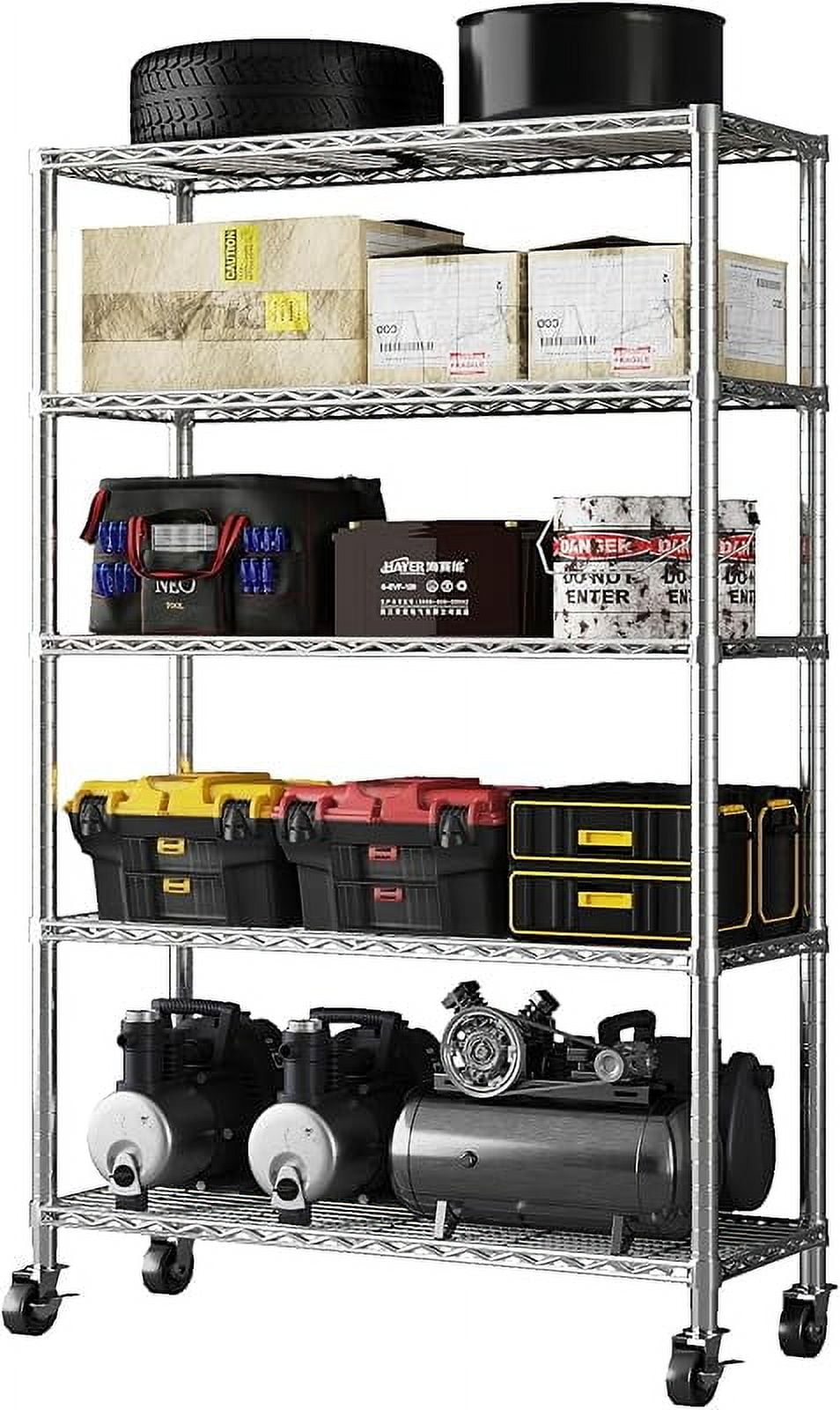 5-Tier NSF Certified Storage Shelves, 18" D X 48" W X 72" H Heavy Duty Steel Wire Shelving Unit ...