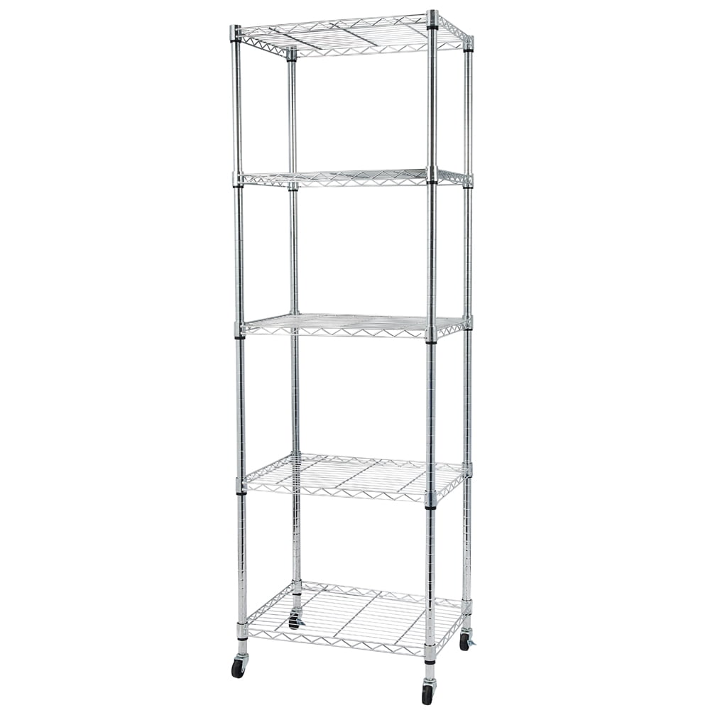 5-Tier NSF Heavy Duty Adjustable Storage Metal Rack with Wheels & Shelf ...