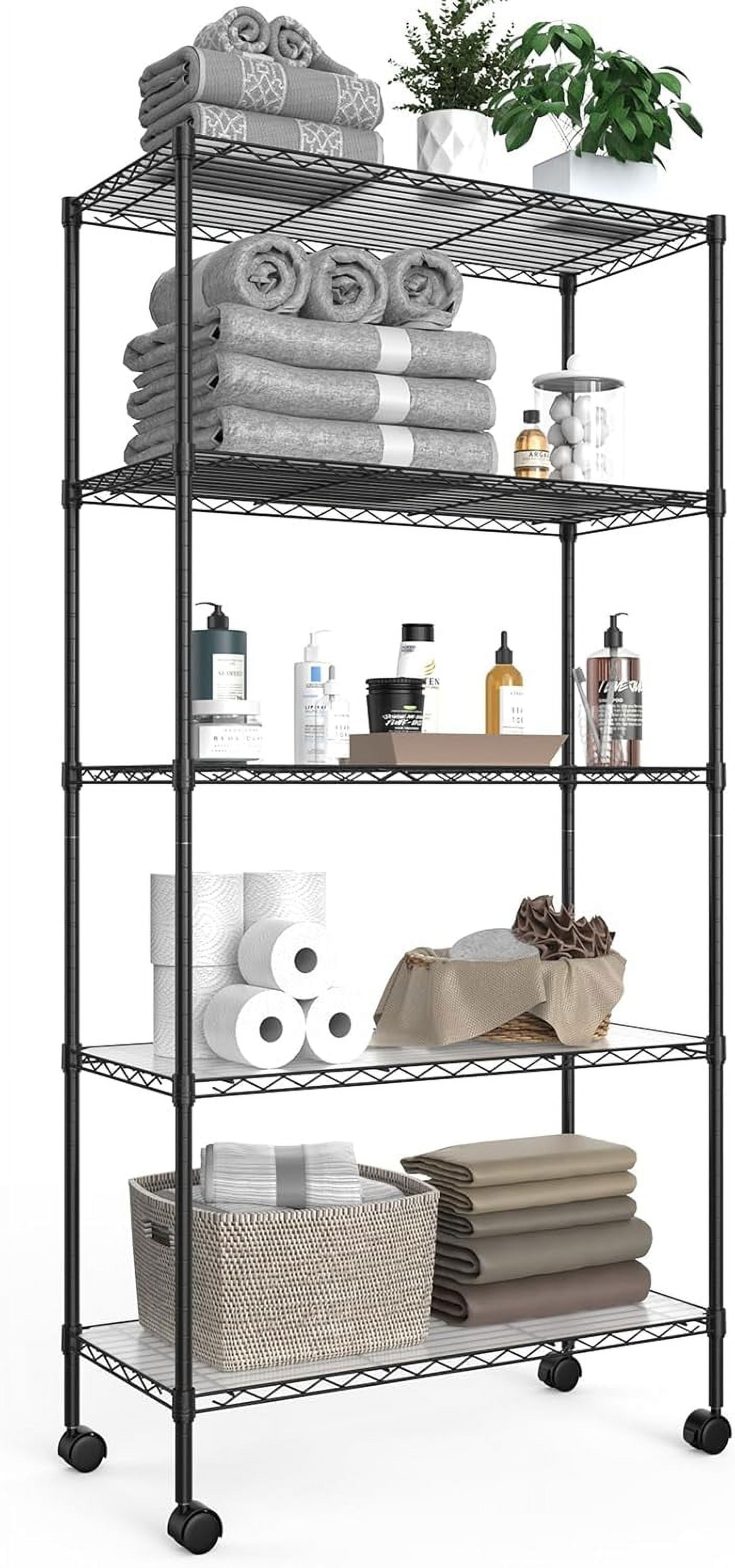5 Tier NSF Metal Shelf Wire Shelving Unit, 750lbs Capacity Heavy Duty ...