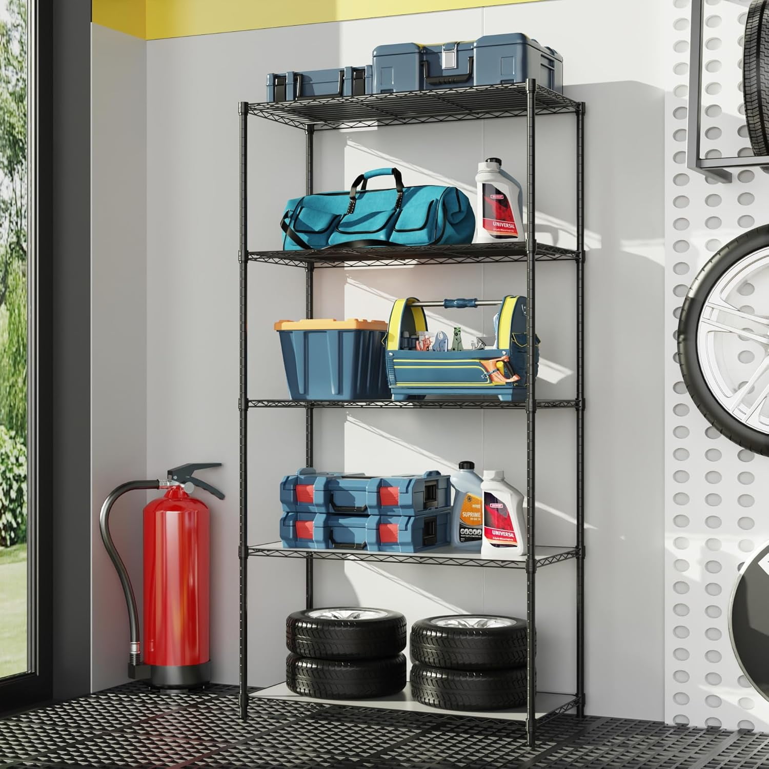 5 Tier NSF Storage Rack, 1750lbs Capacity Heavy Duty, Metal Wire ...