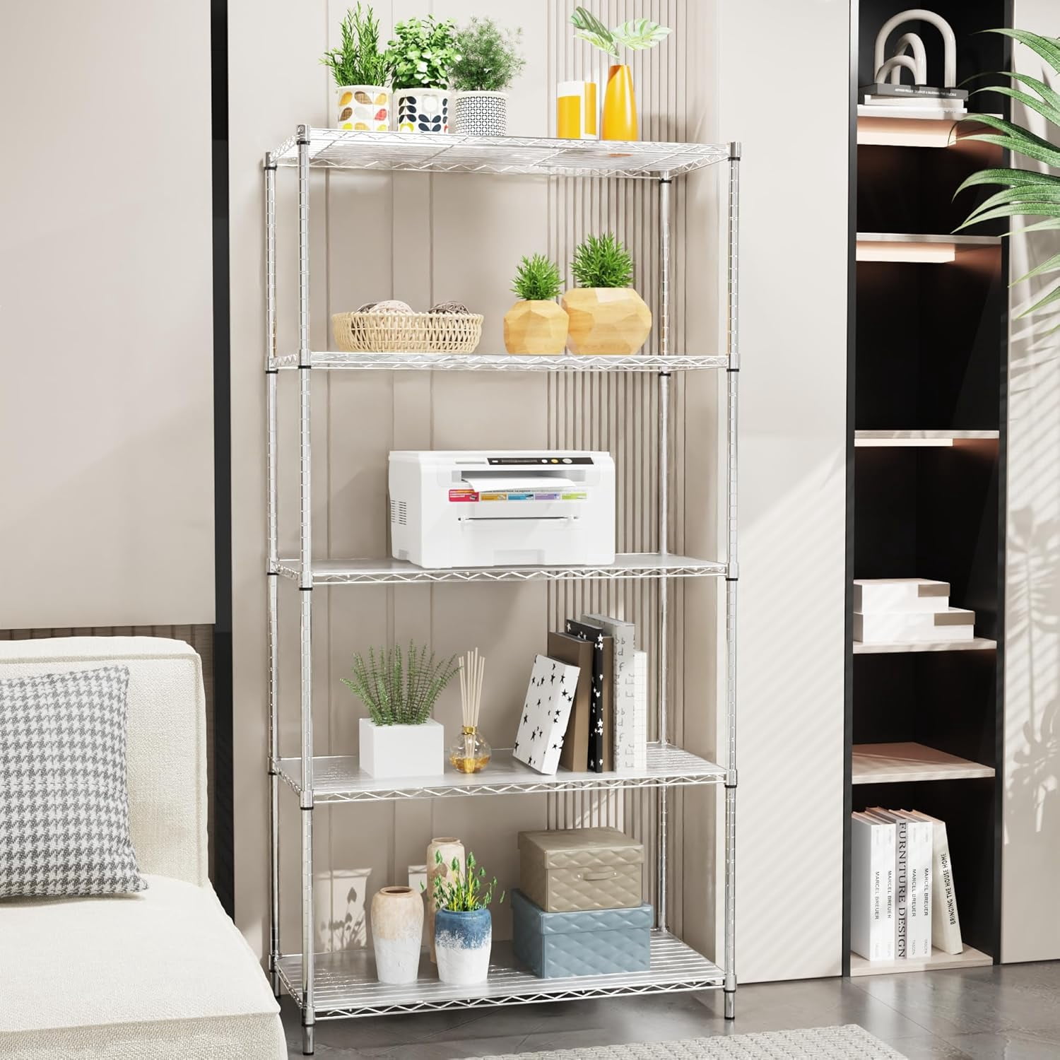 5 Tier NSF Storage Rack, 1750lbs Capacity Heavy Duty, Metal Wire ...