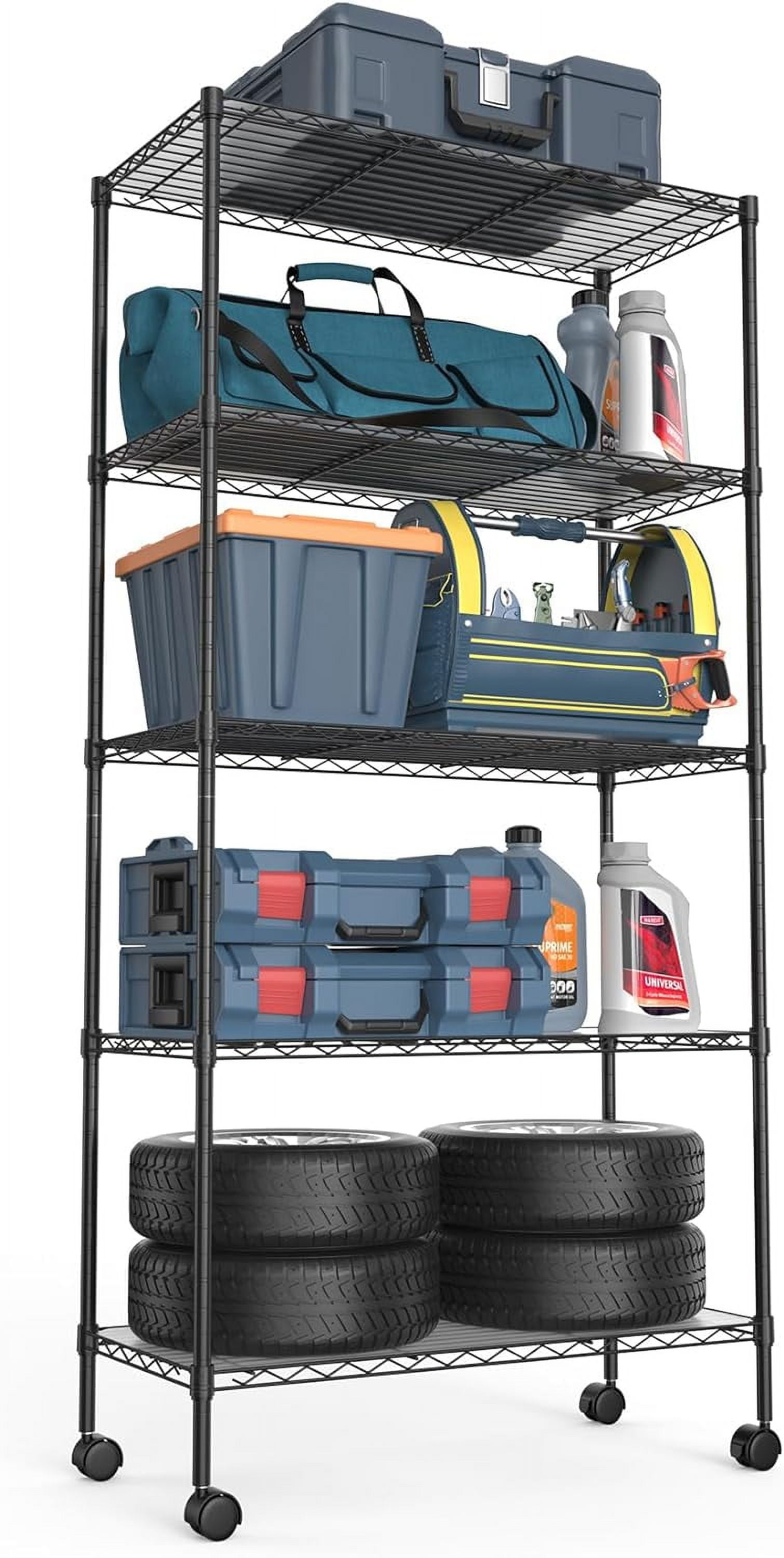 5 Tier NSF Wire Shelf Shelving Unit, 14 x 30 x 60 Inch 750lbs Capacity ...