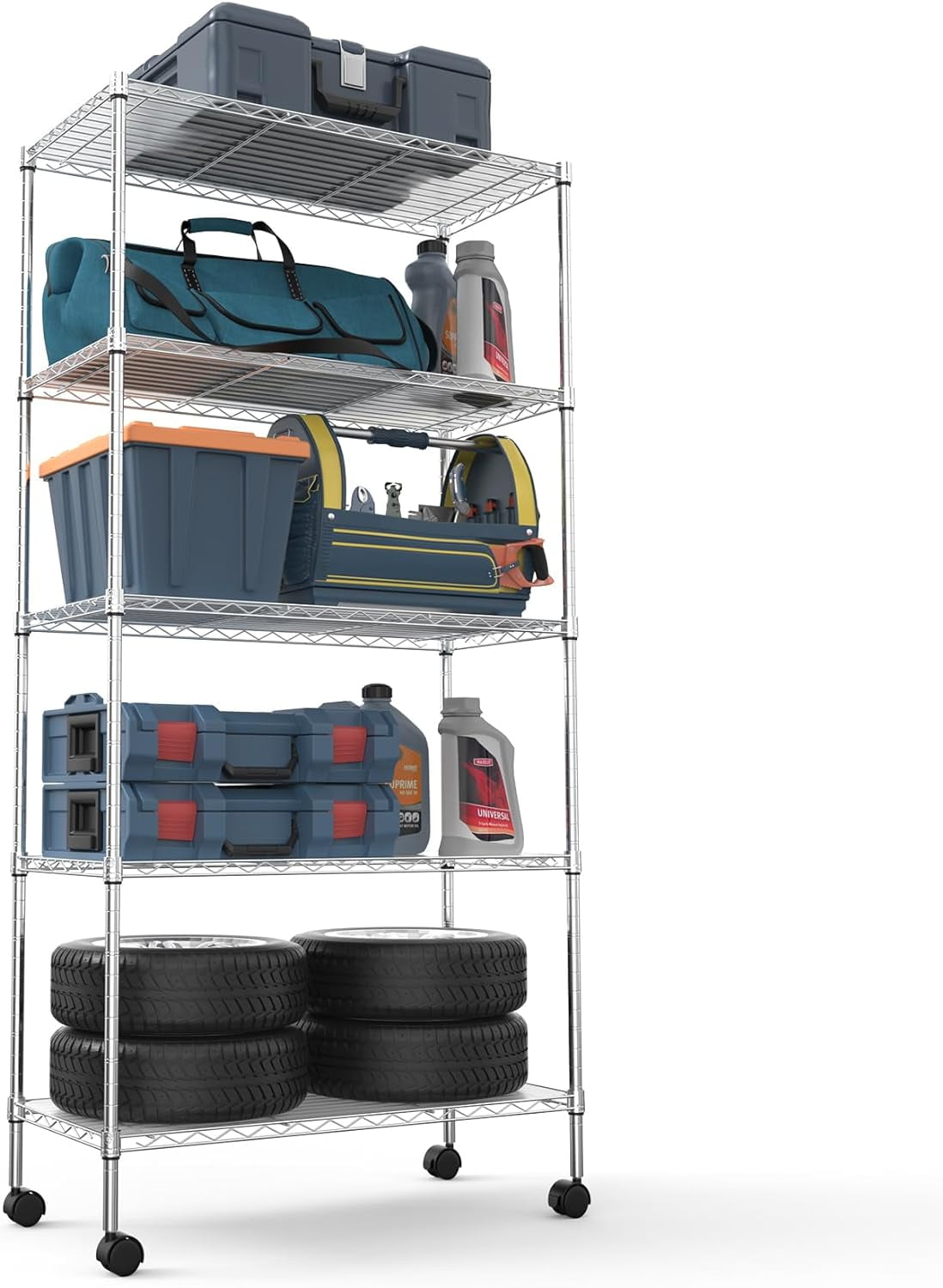 5 Tier NSF Wire Shelf Shelving Unit, 14 x 30 x 60 Inch 750lbs Capacity ...