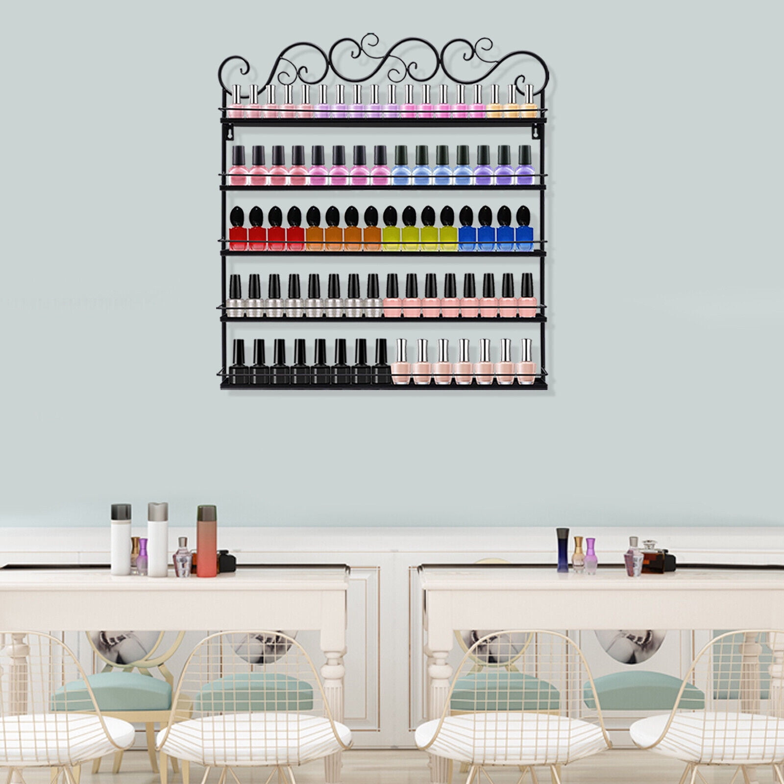 5 Tier Nail Polish Display Wall Rack Metal Organizer Fit Up To 100 ...