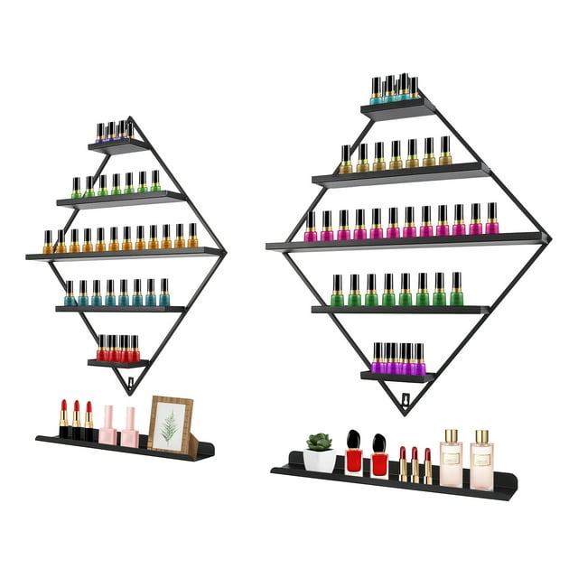 5 Tier Nail Polish Organizer - Metal Nail Polish Wall Shelves Wall ...
