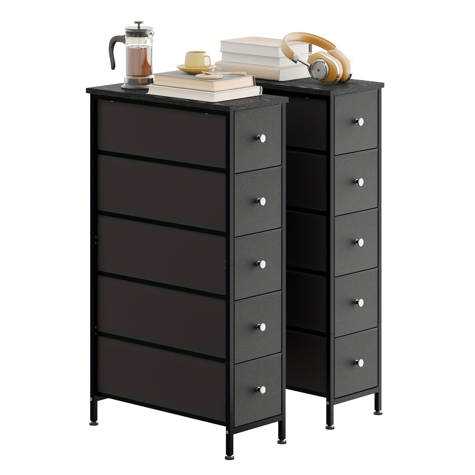 5-Tier Narrow Storage Cabinet - Adjustable Shelves Nightstand for Small ...