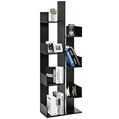5-Tier Open Bookshelf, Narrow Freestanding Tree Bookshelf, Corner ...