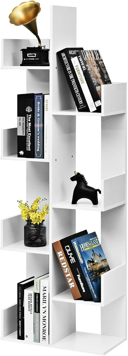 5-Tier Open Bookshelf, Narrow Freestanding Tree Bookshelf, Corner ...