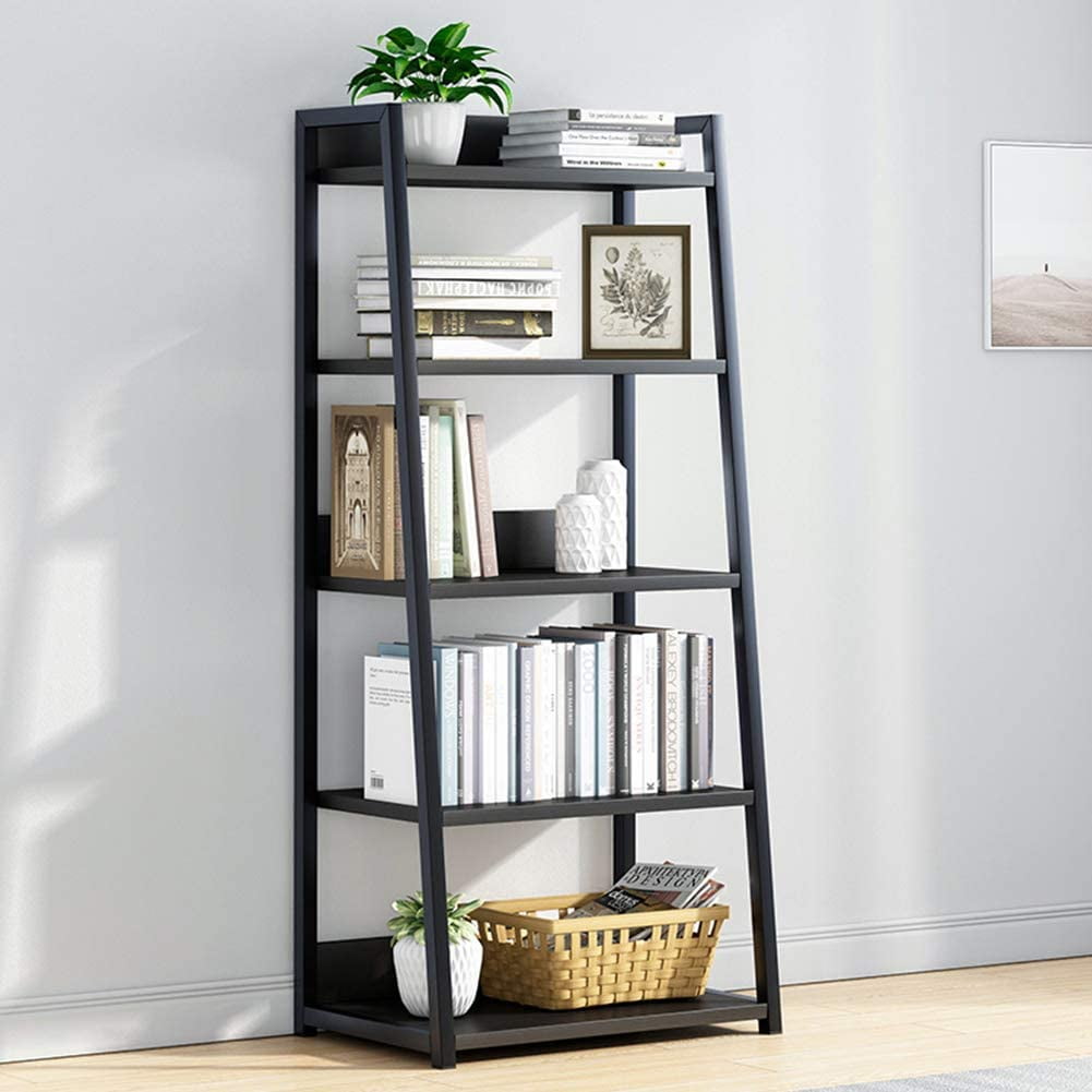 5 Tier Open Bookshelf - Steel and Wood Display Stand, 50CM Width Floor ...