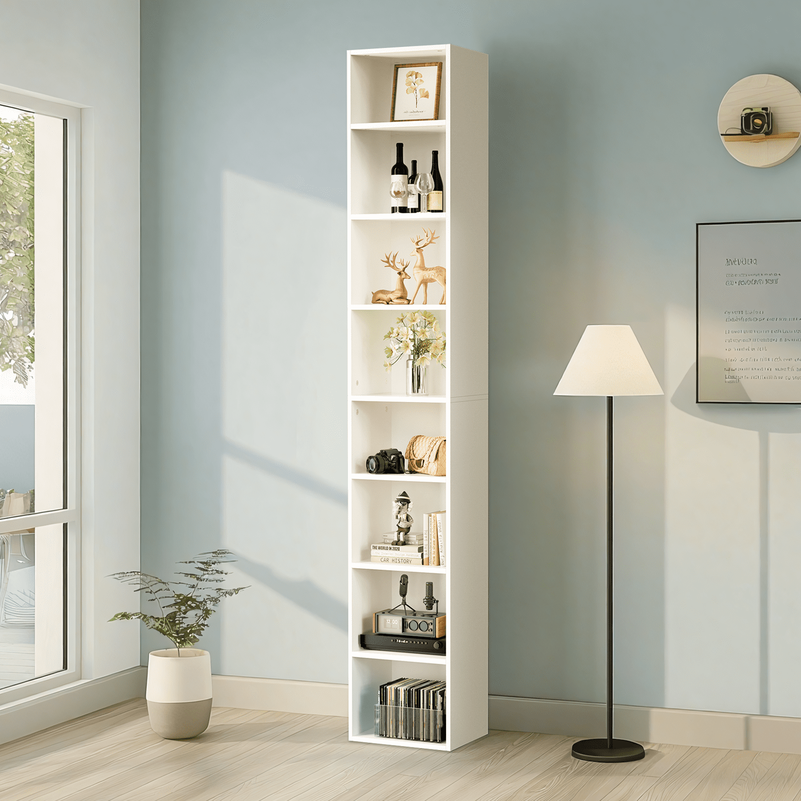 8-Tier Open Shelf Bookcase Wood Open Display Bookshelf with Adjustable ...