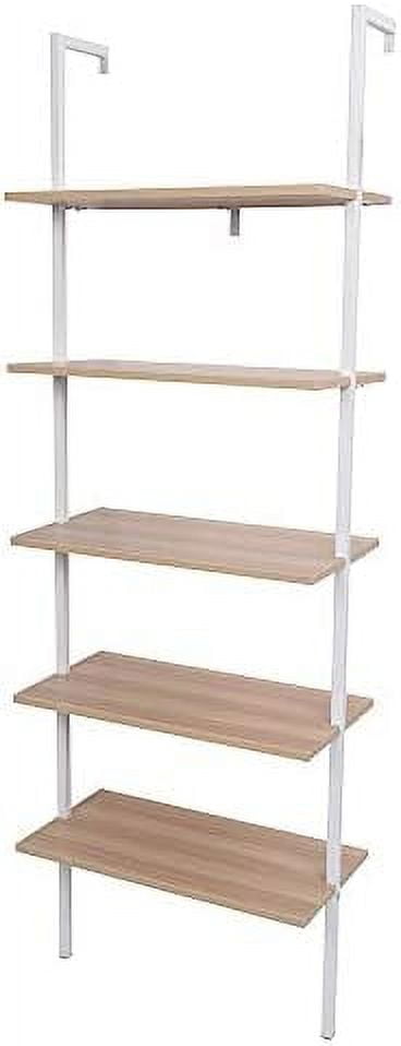 5-Tier Open Wall-Mounted Bookshelf with Metal Frame - Industrial Modern ...